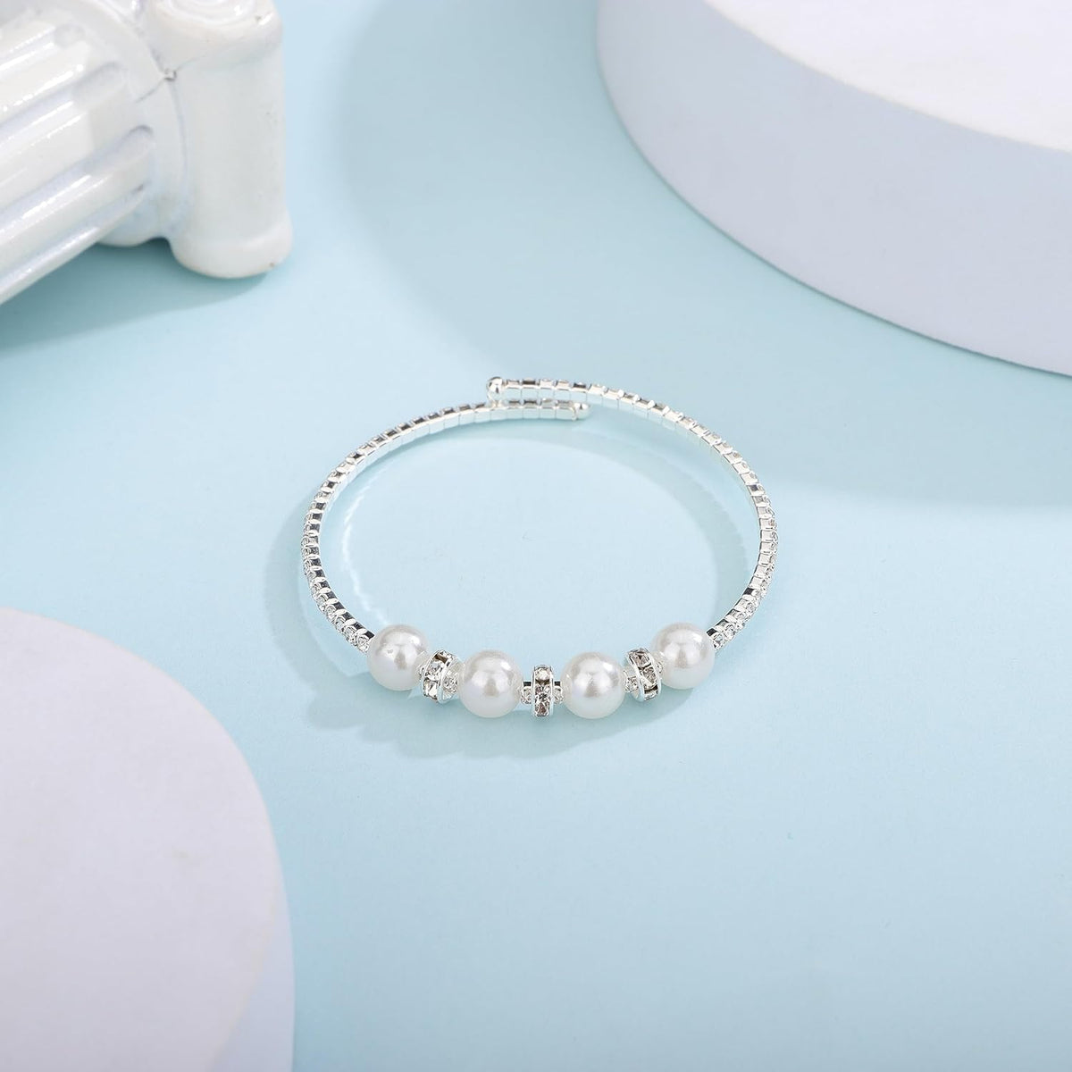 Gold Open Pearl Rhinestone Bracelets – KissProm