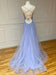 Light Blue Glitter Tulle Long Prom Dress | KissProm