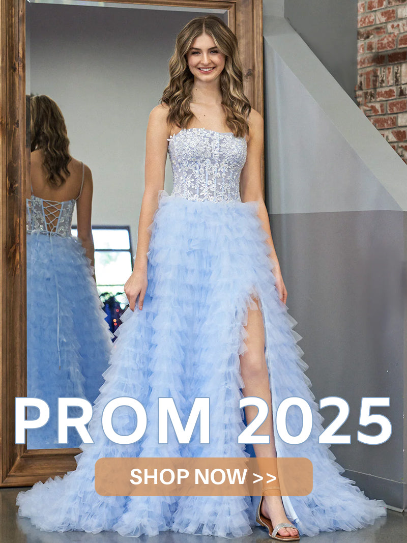 Daisy | Light Blue Corset Cutout Long Formal Dress with Slit