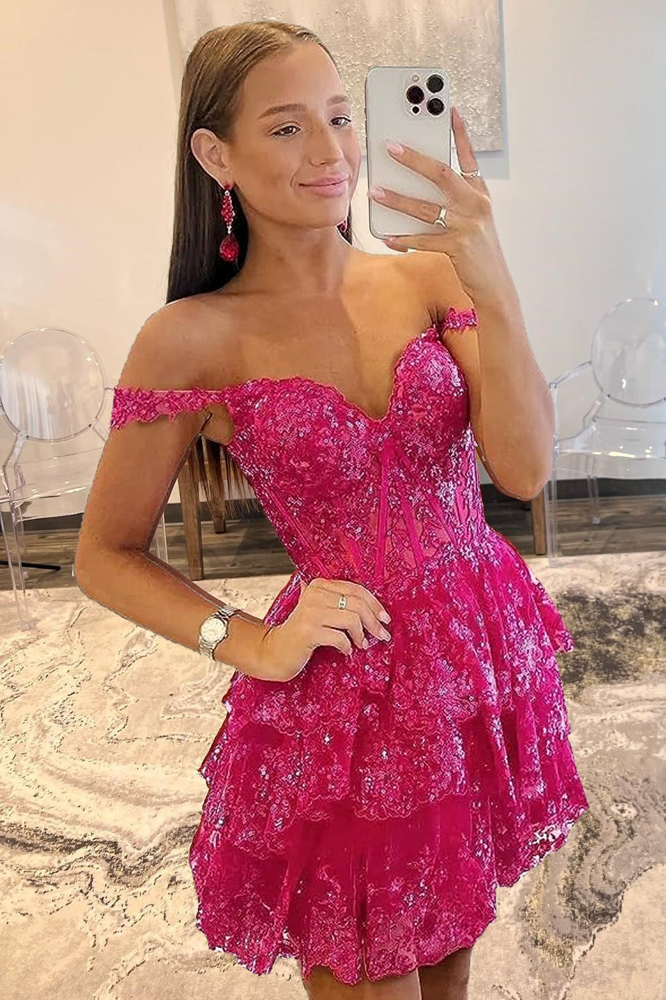 Everly Sky Blue Short A-Line Sweetheart Tiered Homecoming Dress | KissProm