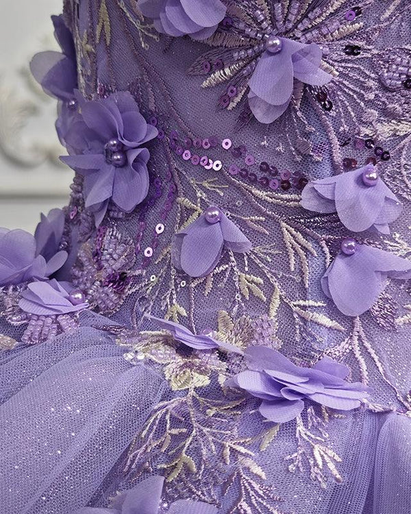 Romantic Sleeveless Beading Quinceanera Dresses with 3D Flower Appliqu