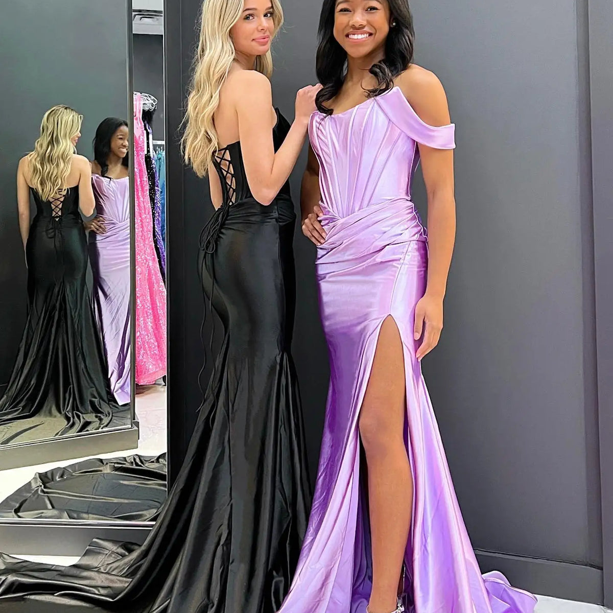 Off the Shoulder Royal Blue Prom Dress with Train – KissProm