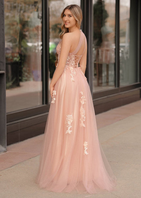 A Line One Shoulder Black Long Prom Dress with Appliques – KissProm