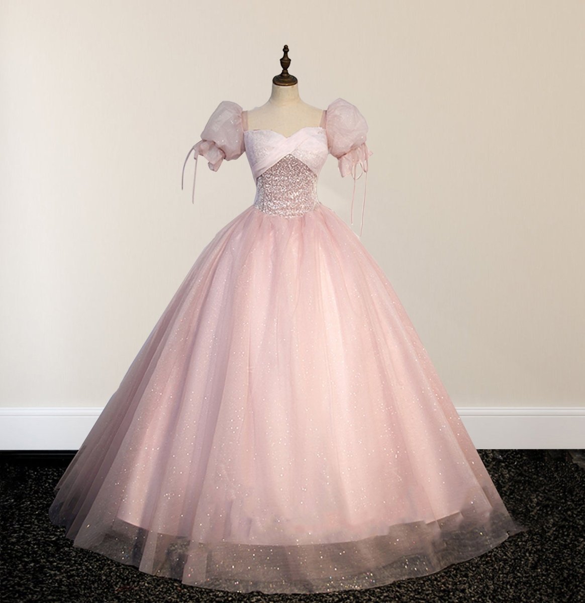 Ball-Gown Tulle Pink Sweetheart Floor-Length Graduation Birthday Party ...