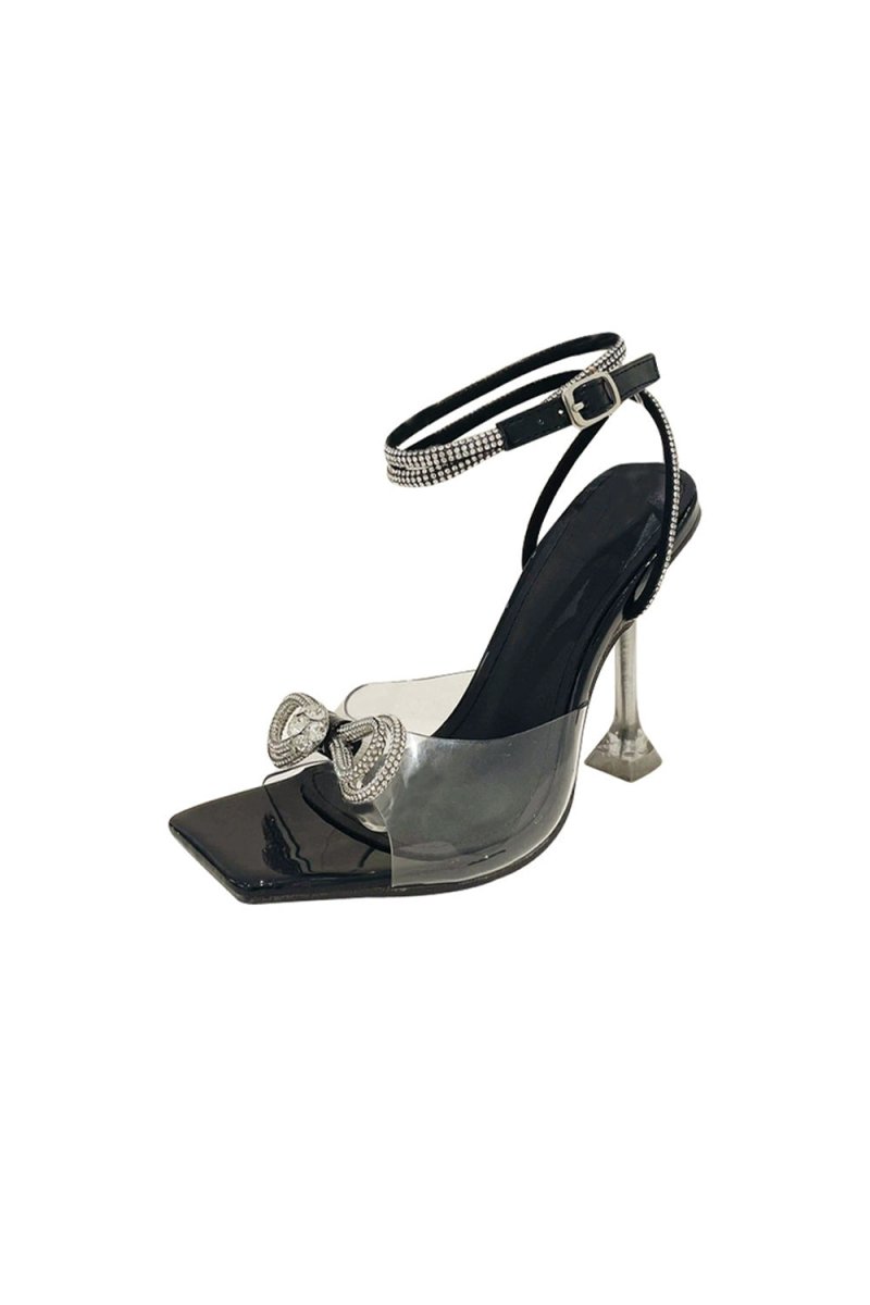 Crystal Embellished Transparent Strappy Stiletto Heels – KissProm