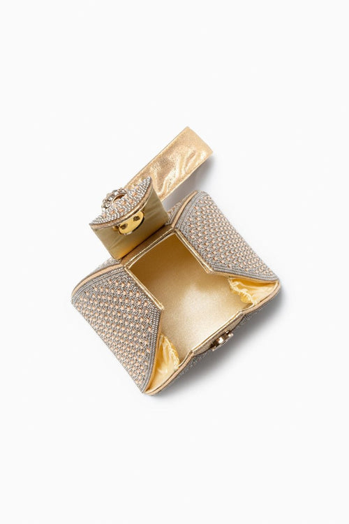 Crystal Gold Pyramid Handbag