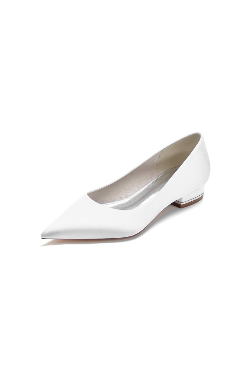 Simple Pointed Toe Satin Low Heels – KissProm