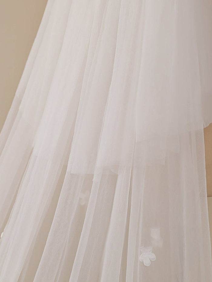Delicate Flower Lace Cathedral Veil Bridal Veil Wedding Veil | KissProm