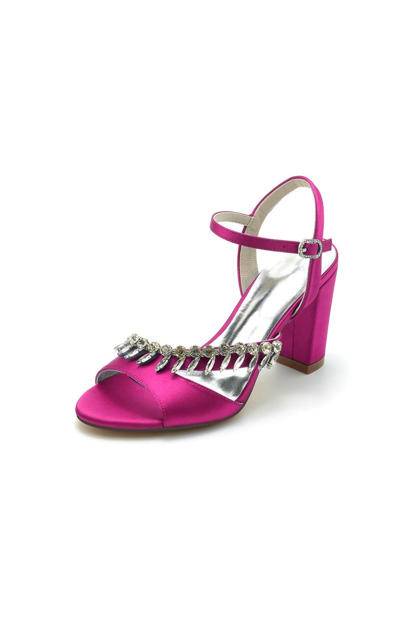Fuchsia High Heels with Shimmering Metal Accents – KissProm
