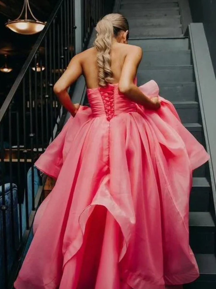 Elisa Light Pink A Line Strapless Organza Prom Dress – KissProm