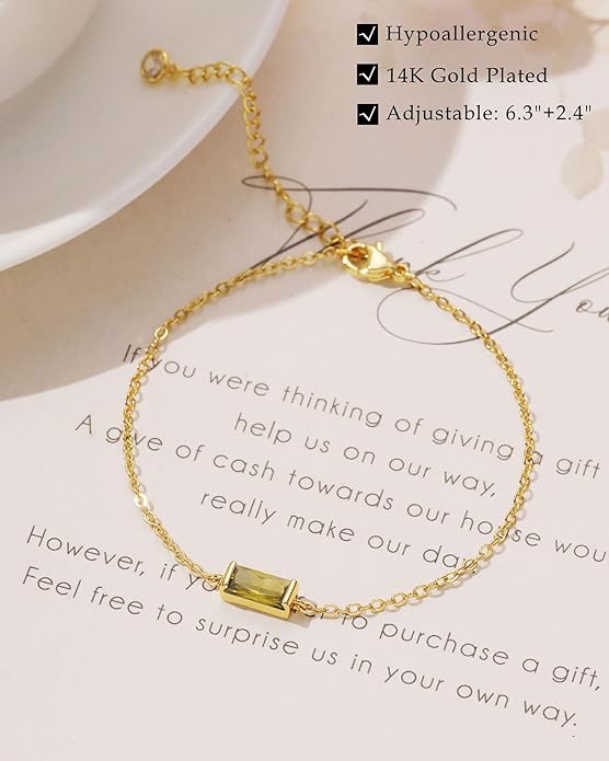 Gold Adjustable Chain Bracelets with Birthstone – KissProm