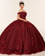 Illa | Ball Gown Organza Sweetheart Burgundy Quinceanera Dress – KissProm