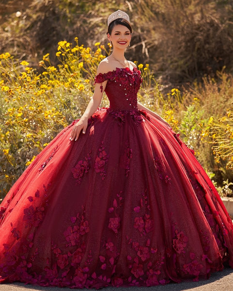 Illa | Ball Gown Organza Sweetheart Burgundy Quinceanera Dress – KissProm