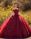 Illa | Ball Gown Organza Sweetheart Burgundy Quinceanera Dress – KissProm