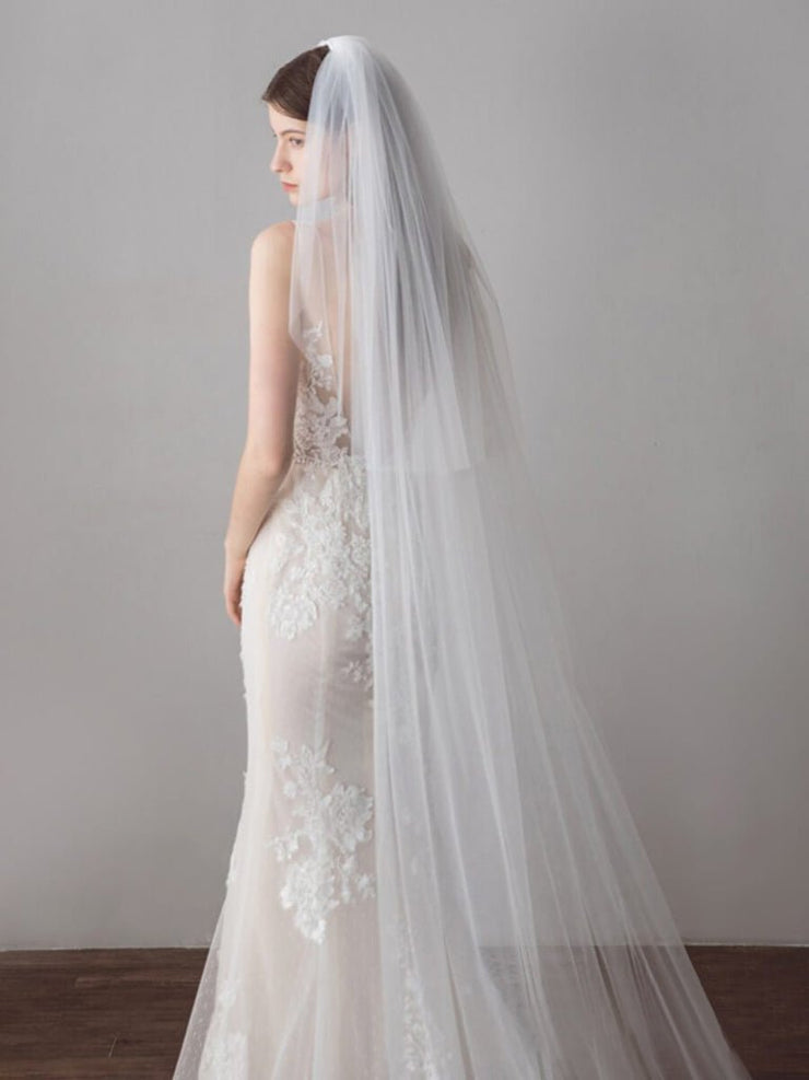 Ivory Tulle Wedding Veils Bridal Cathedral Veil – KissProm