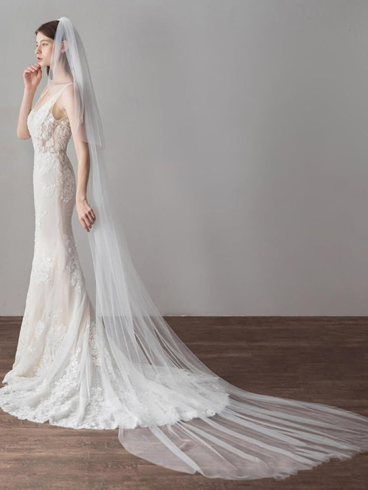 Ivory Tulle Wedding Veils Bridal Cathedral Veil – KissProm