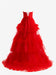 Matilda Red A-Line Strapless Ruffled Tulle Prom Dress