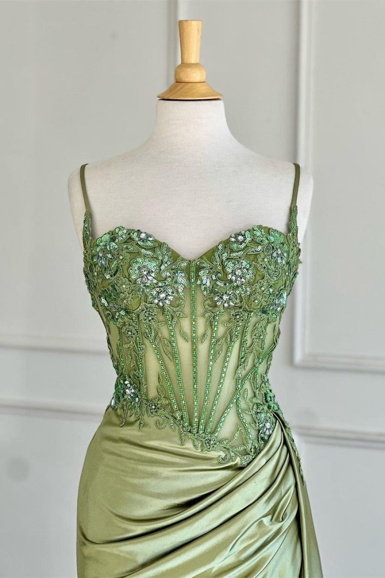 Paddy Silver Mermaid Prom Dress with Appliques & Split - KissProm