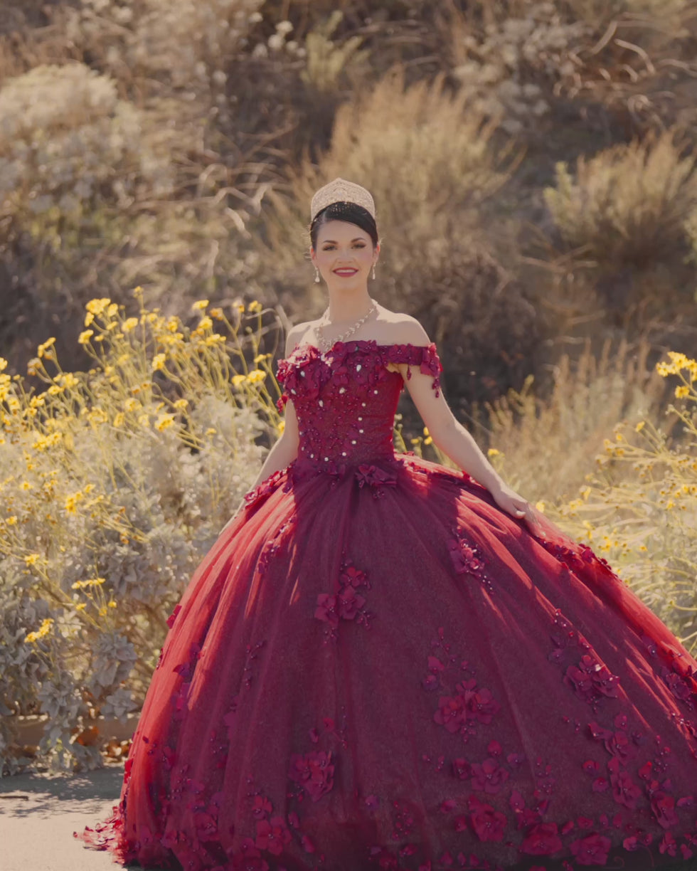 Illa | Ball Gown Organza Sweetheart Burgundy Quinceanera Dress – KissProm