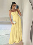 Rodri | A Line Light Pink Strapless Chiffon Long Prom Dress – KissProm