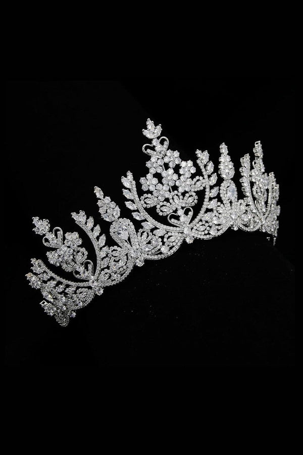 Silver Cubic Zirconia Tall Queen Round Tiara