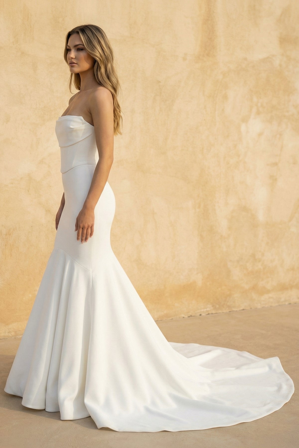 Simple Mermaid Strapless Satin Wedding Dresses