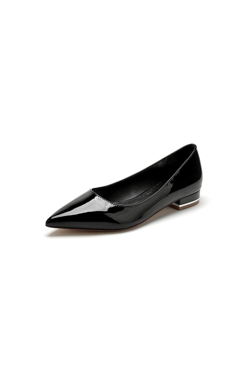 Simple Pointed Toe Slip-on Patent Leather Low Heels – KissProm