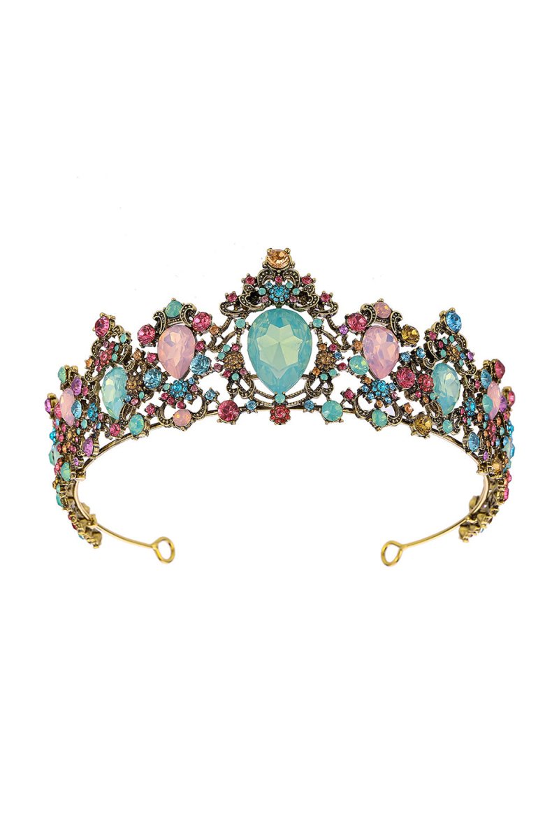 Vintage Multicolor Diamond Gold Crown – KissProm