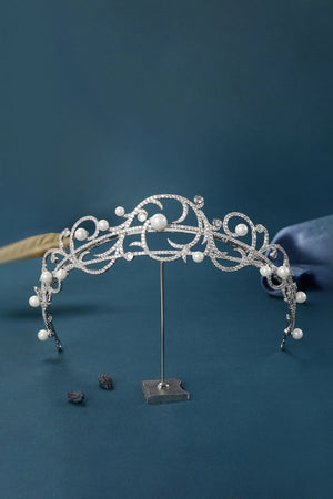 Women's Silver Pearl Swirl Tiaras