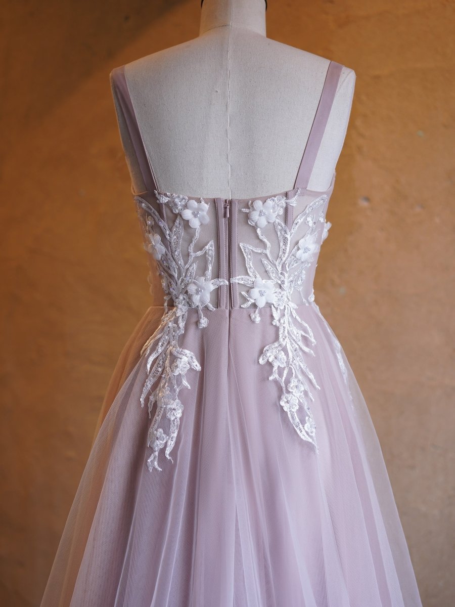 Felicity Lavender A-line Sweetheart Neckline Tulle Sweep Train Prom Dress