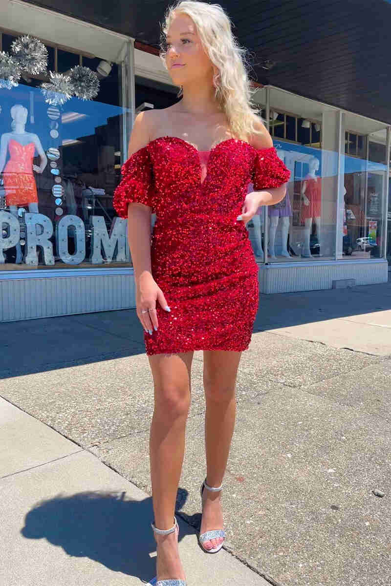Verity | Red Bodycon Sweetheart Sequins Mini Party Dresses – KissProm